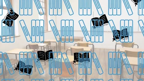 Animation of notebooks floating and book... | Stock Video | Pond5