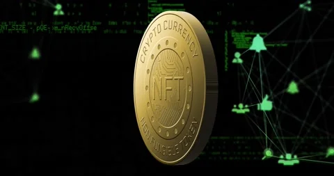 Animation of nrft coins spinning, networ... | Stock Video | Pond5