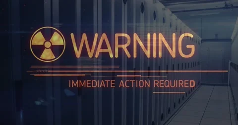 Animation of nuclear symbol and warning ... | Stock Video | Pond5