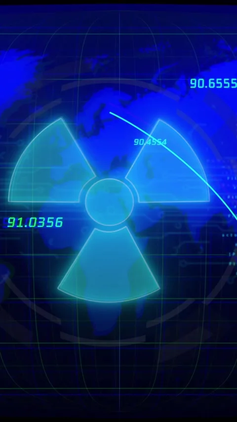 Animation of nuclear symbol overlay on d... | Stock Video | Pond5