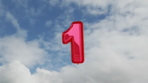 Animation of a number one red balloon ov... | Stock Video | Pond5