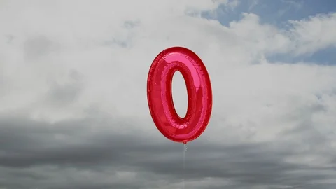 Animation of a number zero red balloon o... | Stock Video | Pond5