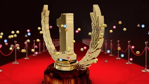 Animation numbers 1 on trophy, emojis, s... | Stock Video | Pond5