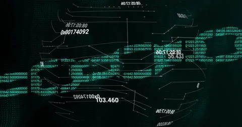 Animation of numbers and block chain on ... | Stock Video | Pond5