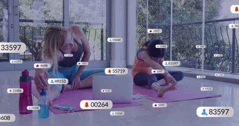 Animation of numbers and icons in notifi... | Stock Video | Pond5