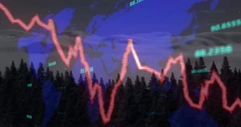 Animation of numbers and red graph over ... | Stock Video | Pond5