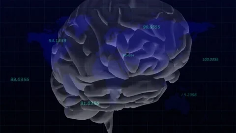 Animation of numbers and rotating brain ... | Stock Video | Pond5