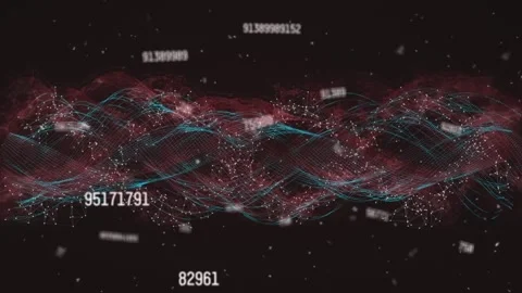 Animation of numbers and waves on black ... | Stock Video | Pond5