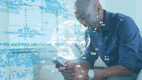 Animation of numbers around globe, compu... | Stock Video | Pond5