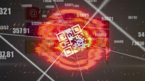 Animation of numbers, qr code and icons ... | Stock Video | Pond5