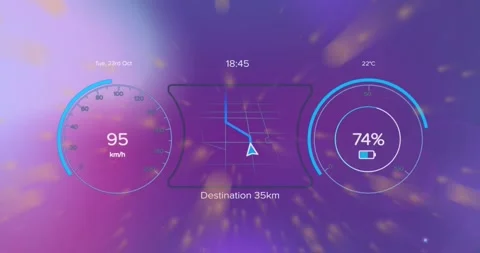 Animation of numbers in speedometer, map... | Stock Video | Pond5