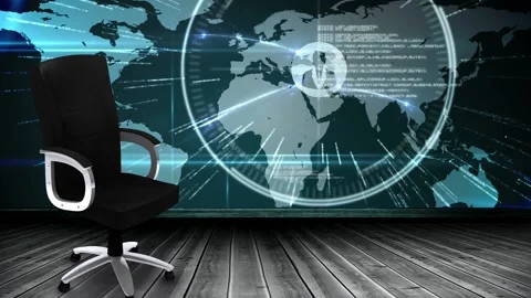 Animation of office chair over world map | Stock Video | Pond5