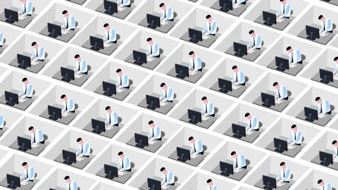 Animation of office employees in cubicle... | Stock Video | Pond5