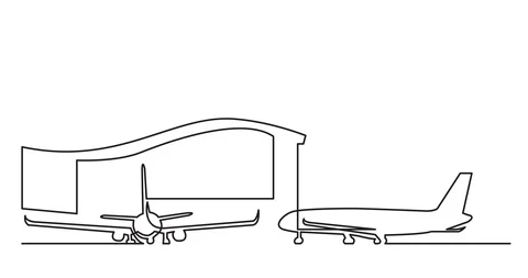 Animation of one line drawing of airport... | Stock Video | Pond5