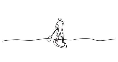 Animation of one line drawing of man pad... | Stock Video | Pond5