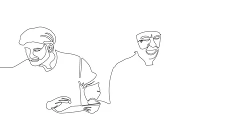 Animation of one line drawing of working... | Stock Video | Pond5