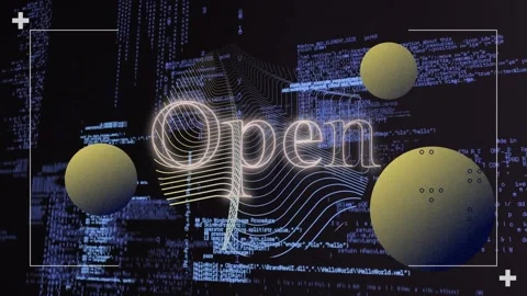 Animation of open text, yellow spheres a... | Stock Video | Pond5