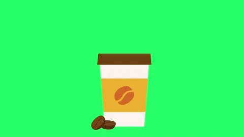 Animation orang coffee cup isolate on gr... | Stock Video | Pond5