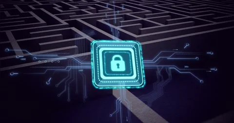 Animation of padlock and data processing... | Stock Video | Pond5