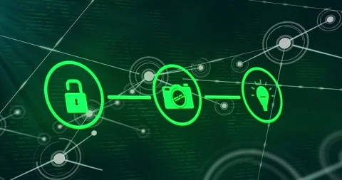 Animation of padlock, camera, lightbulb ... | Stock Video | Pond5