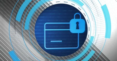 Animation of padlock interface and data ... | Stock Video | Pond5