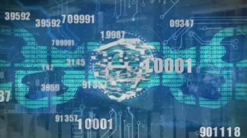 Animation of padlock in shield over chan... | Stock Video | Pond5