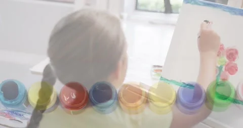 Animation of paint pots over caucasian s... | Stock Video | Pond5