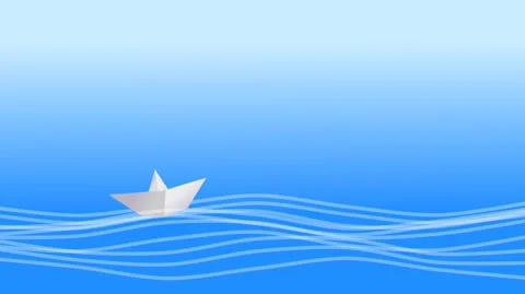animation paper boat floating on the wav... | Stock Video | Pond5