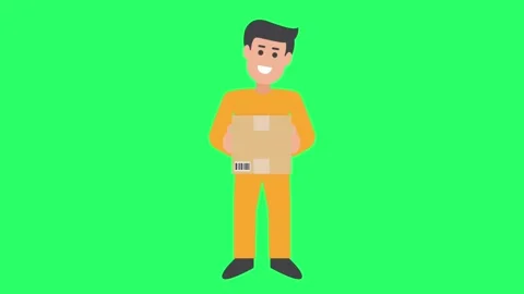 Animation parcel delivery worker on gree... | Stock Video | Pond5