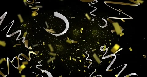 Animation of party streamers and confett... | Stock Video | Pond5