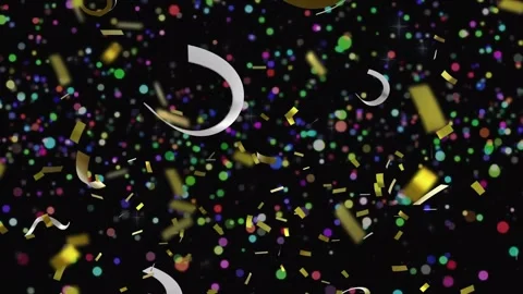 Animation of party streamers and confett... | Stock Video | Pond5