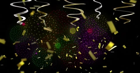 Animation of party streamers and confett... | Stock Video | Pond5