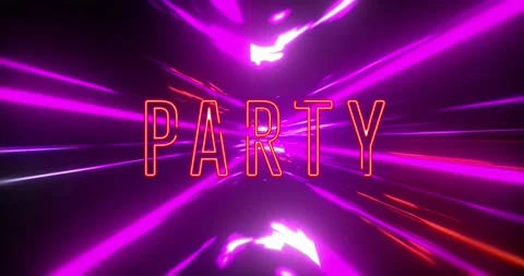 Animation of party text on multi coloure... | Stock Video | Pond5