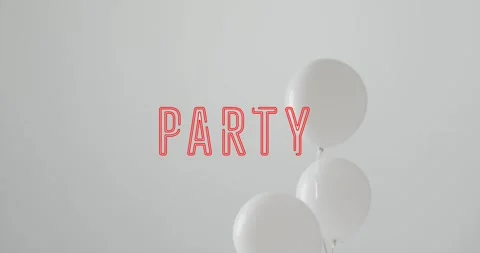 Animation of party text over party white... | Stock Video | Pond5
