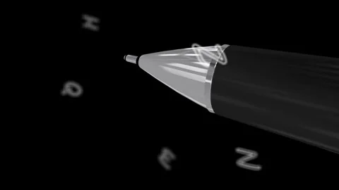 Animation of pen and letters on black ba... | Stock Video | Pond5