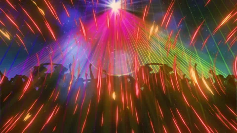 Animation of people dancing at party wit... | Stock Video | Pond5