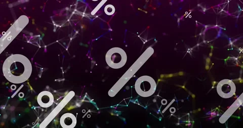 Animation of percent symbol over network... | Stock Video | Pond5