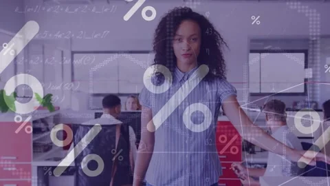 Animation of percent symbols, data and m... | Stock Video | Pond5