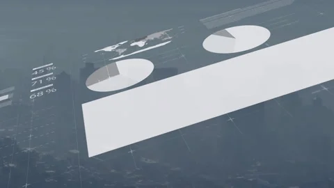 Animation of pie charts overlaying citys... | Stock Video | Pond5