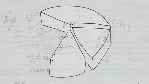 Animation of pie graph icon over mathema... | Stock Video | Pond5