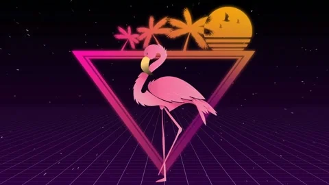 Animation of pink flamingo, palm trees a... | Stock Video | Pond5