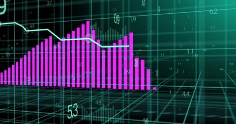Animation of pink graph and data process... | Stock Video | Pond5