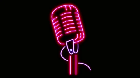 Animation pink microphone neon light sha... | Stock Video | Pond5