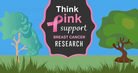 Animation of pink ribbon logo and breast... | Stock Video | Pond5