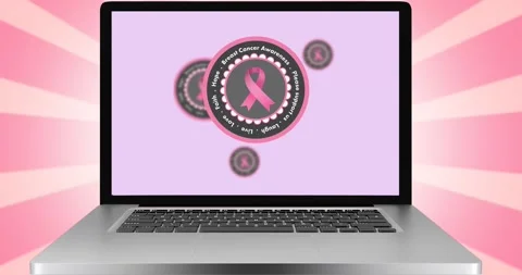 Animation of pink ribbon logo and breast... | Stock Video | Pond5