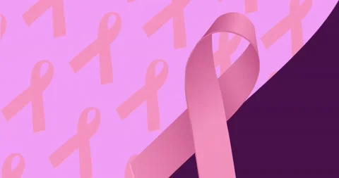 Animation of pink ribbons on purple back... | Stock Video | Pond5