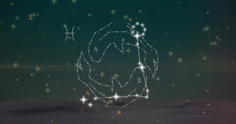 Animation of pisces star sign on clouds ... | Stock Video | Pond5