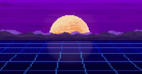 Animation of pixel city retro style. 80s... | Stock Video | Pond5