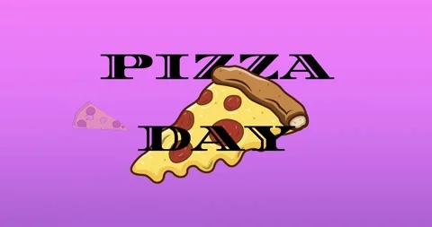Animation of pizza icons and pizza day t... | Stock Video | Pond5
