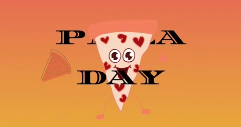 Animation of pizza icons and pizza day t... | Stock Video | Pond5